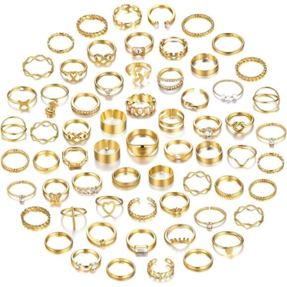 Ring | Jewelry | 6 Pcs Gold Stackable Rings Knuckle Rings Chunky Gold ...